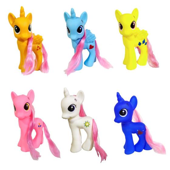 Coleção com 6 Pequenos Pôneis Coloridos Brinquedo para Meninas - GOAL ...