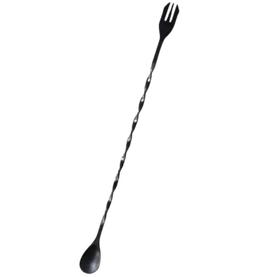 Colher Bailarina Barman 26 Cm Inox Ponta Garfo Cor Preta Utensílio ...