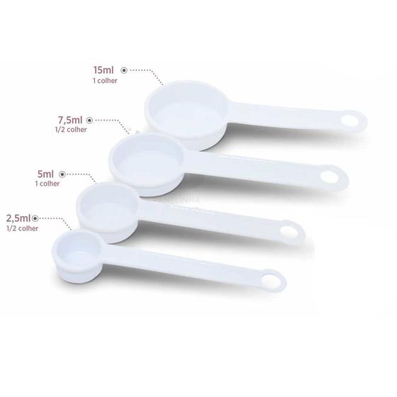 Colher Medida 4 (Quatro) Peças Colher de Chá e Sopa Cor Branco ...