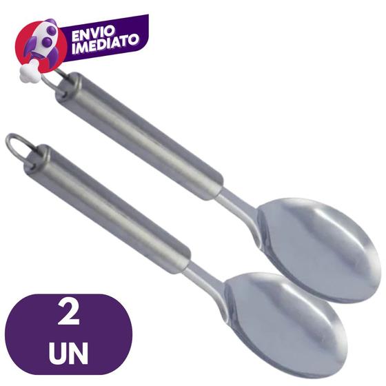 Colher Para Servir Arroz Pequena 26cm Colherão Cabo Tubular Inox ...