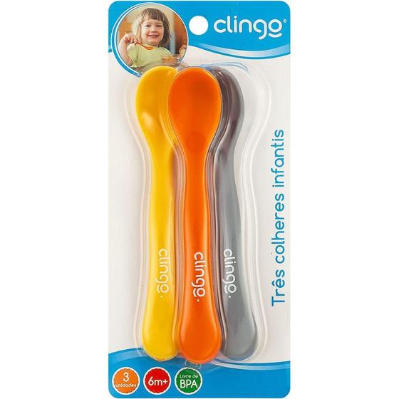 Colheres infantis colors cinza, laranja e amarela 6m+ clingo - Colher ...