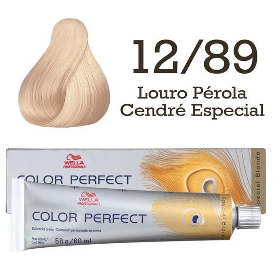 Coloração 12/89 Louro Pérola Cendré Especial Color Perfect Wella ...