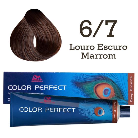 Coloração 6/7 Louro Escuro Marrom Color Perfect Wella Professionals ...