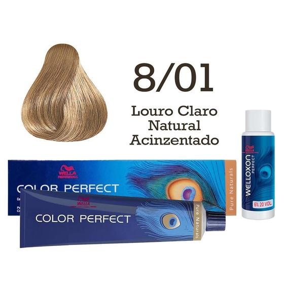 Coloração Color Perfect 8/01 Louro Claro Natural Acinzentado + Oxidante ...