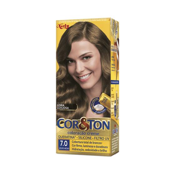 Coloração Cor e Ton 7.0 louro Médio - Loira Luxuosa - Tinta de Cabelo ...