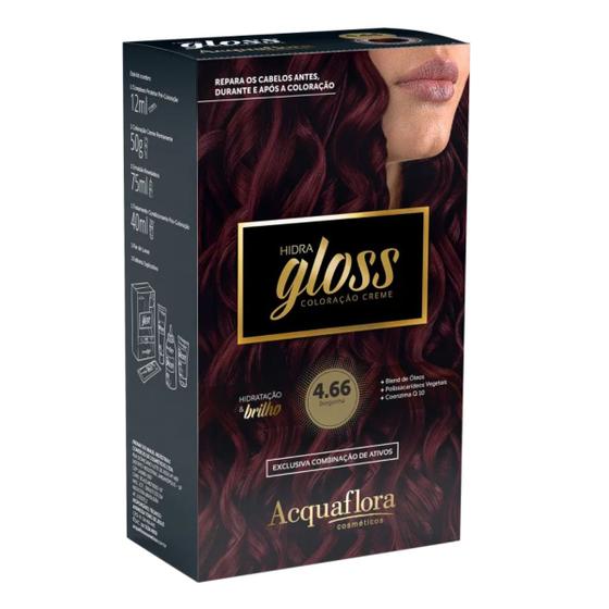 Coloração creme acquaflora kit hidra gloss 4.66 borgonha - Tinta de ...