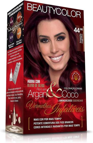 Coloração Creme BeautyColor 44.66 Vermelhos Infalíveis - Borgonha ...