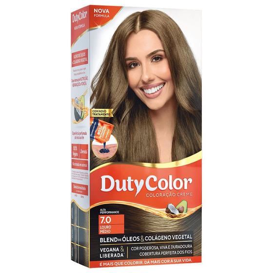 Coloração Duty Color Louro Médio - 7.0 - Tinta de Cabelo - Magazine Luiza