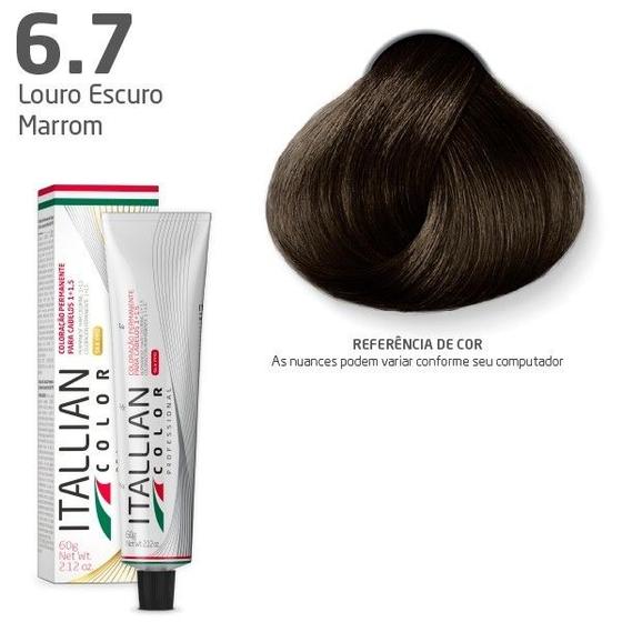 Coloração Itallian Color LOURO ESCURO MARROM 6.7 60g - Tinta de Cabelo ...