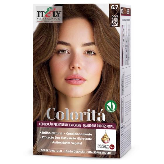 Coloração Itely Coloritá em Creme Cor Louro Escuro Marrom 6.7 - Tinta ...