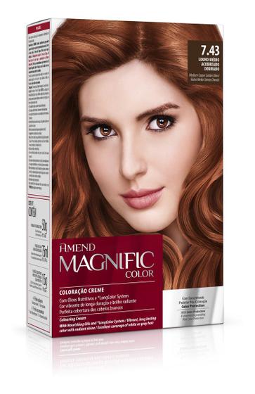 Coloração Kit Amend Magnific Color 7.43 Louro Médio Acobreado Dourado ...