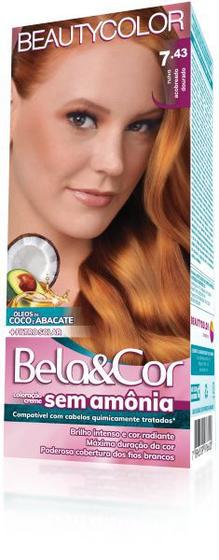 Coloração Kit Bela&cor Sem Amônia 7.43 Ruivo Cobre - Beautycolor ...