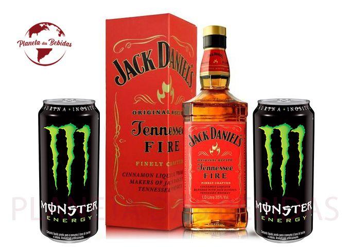 Combo 1 Whisky Jack Daniels Fire 1000 ml + 2 Energético Monster Energy ...