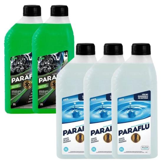 Combo 2 litros aditivo radiador concentrado verde paraflu + 3 litros ...