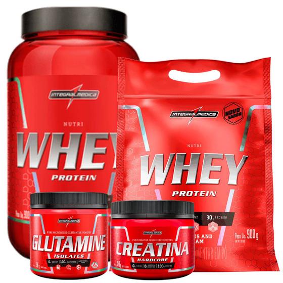 Combo 2x Nutri Whey Protein Glutamina Creatina Pura Integralmédica