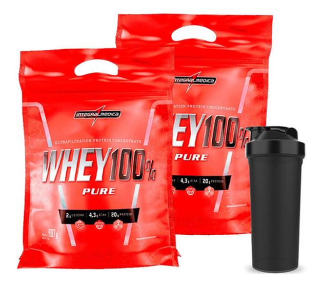 Combo 2x Whey 100% Pure (com coqueteleira) - (907g cada) - Integral Medica - IntegralMedica ...