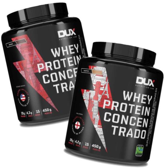 Combo 2x Whey Sabores Do Mundo Sabor Brownie 450g Dux Dux Nutrition