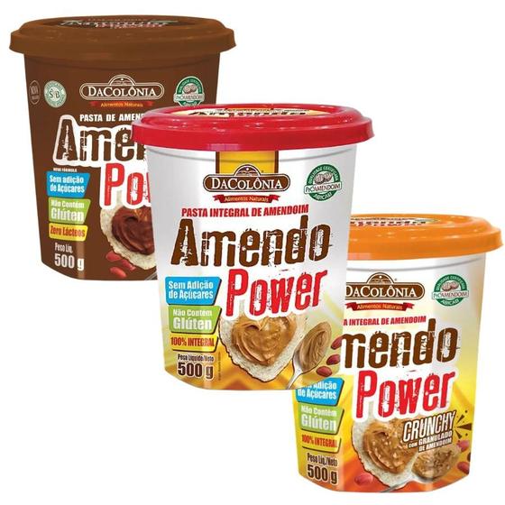 Combo 3 Pasta De Amendoim DaColônia Amendo Power 500g Zero Açucares ...
