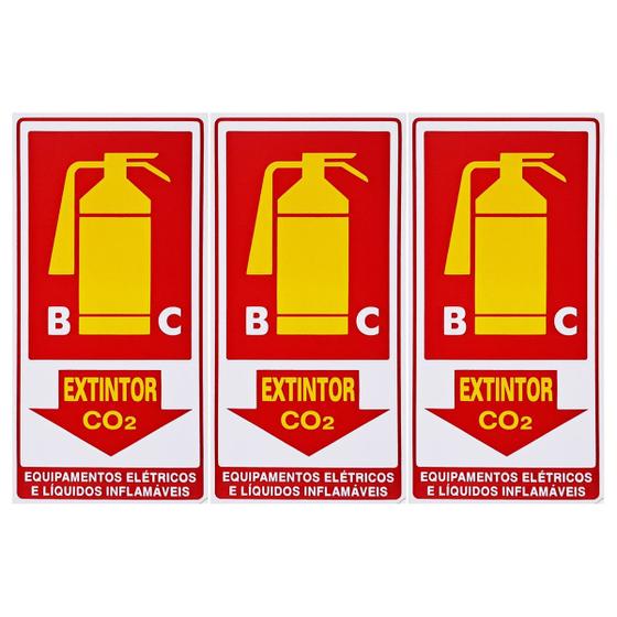 Combo 3 Placas De Sinalização Extintor BC CO2 Equipamentos Elétricos E ...