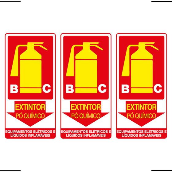 Combo 3 Placas De Sinalização Extintor BC Pó Químico Equipamentos ...