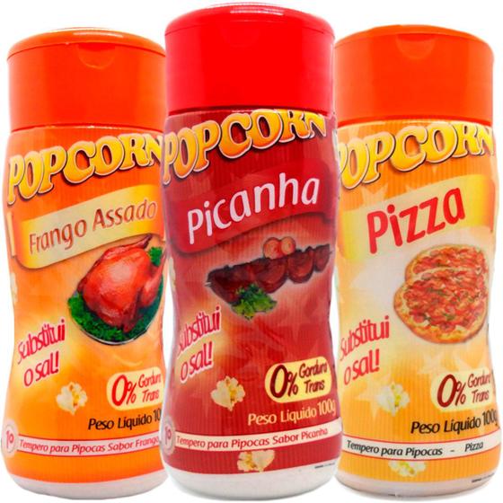 Combo 3 Temperos Para Pipoca Popcorn Sabores - Picanha, Frango Assado e ...