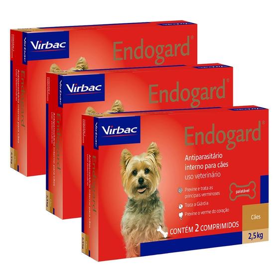 Combo 3 Unidades Endogard Cães 2,5 kg cx. 2 comprimidos - Virbac ...