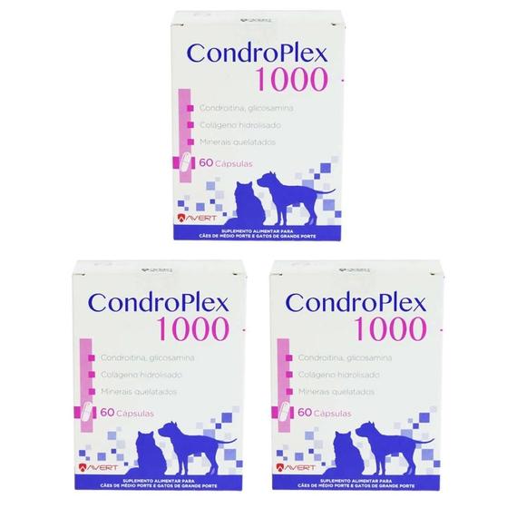 Combo 3 Unidades Suplemento Alimentar Condroplex 1000 Cães E - Avert ...