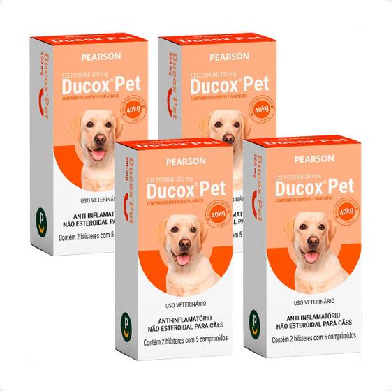 Combo 4 Ducox Pet 200mg Pearson Anti-inflamatório Cães e Gatos - 10 ...