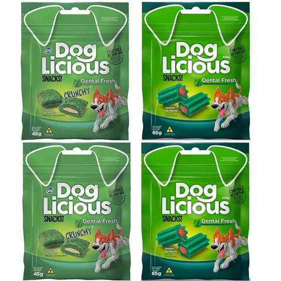 Combo 4 petiscos para cachorro controle de tártaro hálito higiene Bucal ...