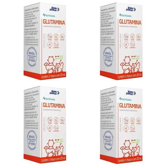 Combo 4 unidades Nutrisana Glutamina Suplemento Cães e Gatos 20mL ...