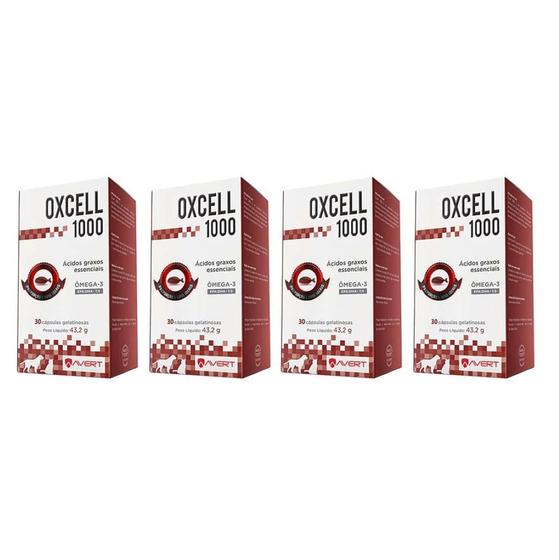 Combo 4 Unidades Oxcell 1000Mg 30 Comp Suplemento Cães Avert ...