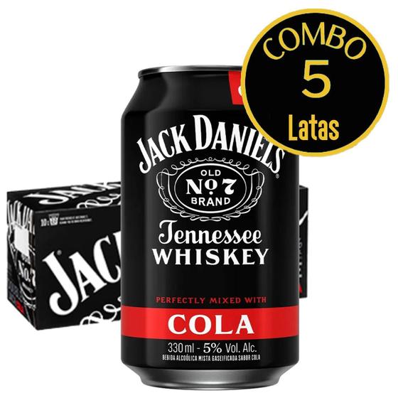 Combo 5 Latas Jack Daniel'S Cola Lata 330Ml - Jack Daniels - Bebida ...