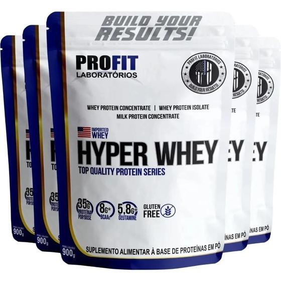 Combo 5x Hyper Whey Protein Isolado Nutri Conc. Baunilha 900g Refil - Profit - Whey Protein ...