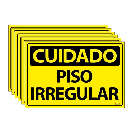 Combo 6 Placas De Sinalização Cuidado Piso Irregular 30x20 Ecom IA ...