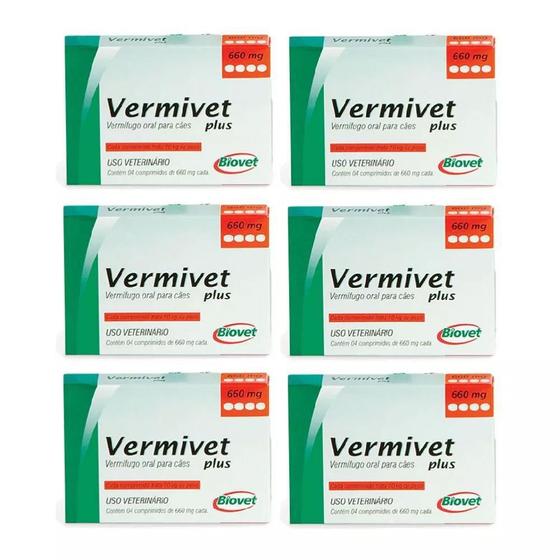 Combo 6 Vermivet Plus 10Kg 4Cps Cada - Biovet - Vermífugo - Magazine Luiza