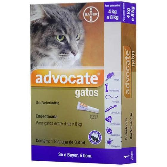 Combo Antipulgas Advocate Elanco Gatos de 4kg Até 8kg 0,8ml - ELANCO ...