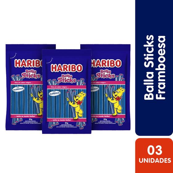 Combo balla sticks framboesa haribo 80g 3 unidades - Balas - Magazine Luiza