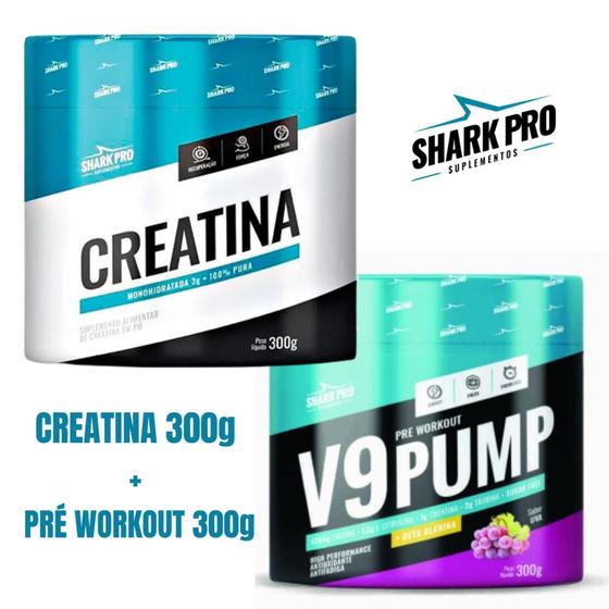 Combo Creatina Monohidratada 300g + Pré Workout V9 Pump 300g - Uva ...