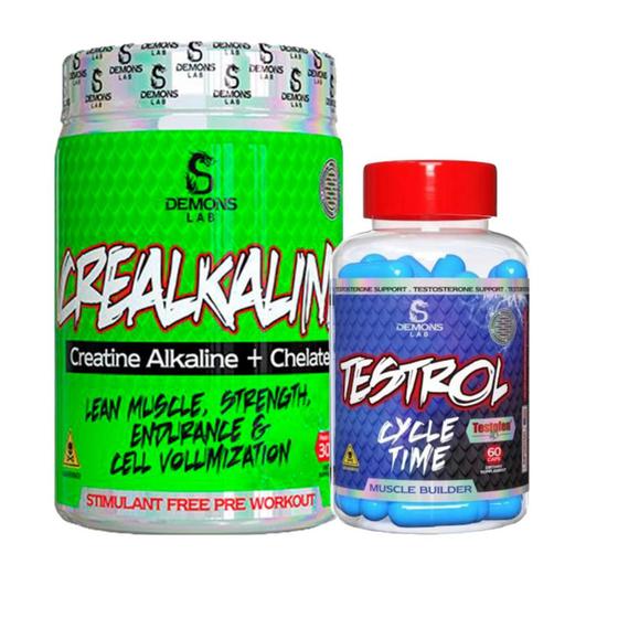 Combo creatina monohidratada crealkaline 300g demons + testrol demons ...