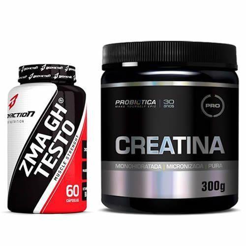 Combo Creatina Monohidratada Pura 300g Zma Gh Testo 60 Cápsulas