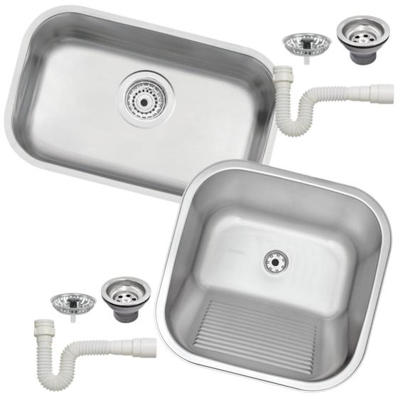 Combo Cuba Para Pia Cozinha Inox Tramontina AC 47x30x17+Tanque Inox ...