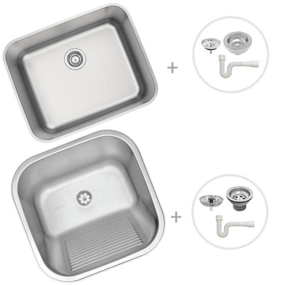 Combo Cuba Tanque Lavar Roupa Pia Cozinha Tramontina Inox Dora 50x40 ...