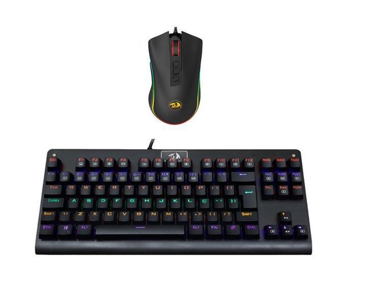 Combo Gamer Redragon - Teclado Mecânico Rainbow + Mouse RGB 8 Botões 10 ...