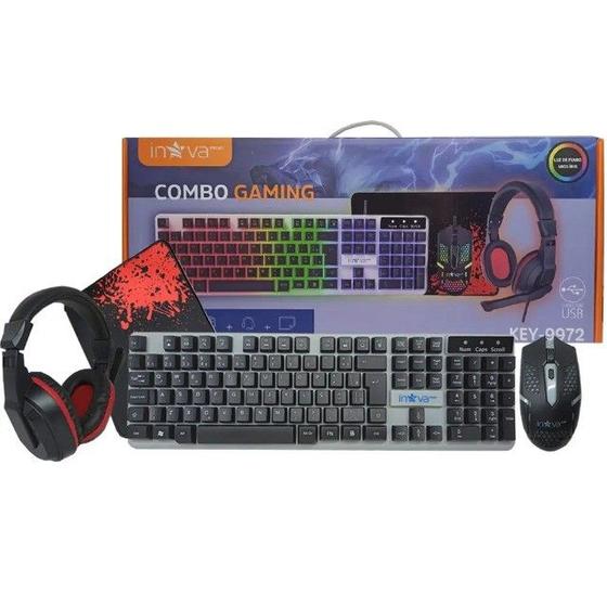 Combo Gaming Profissional Headset/Mouse/Teclado/Mousepad Com Fio - inova Original - Kit ...