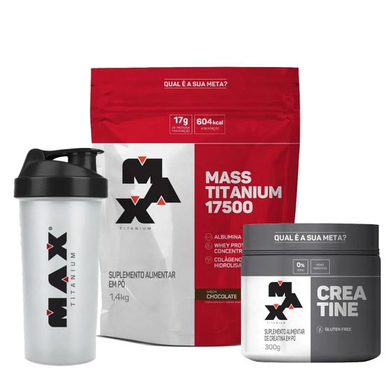 Combo Hipercalórico Mass 17500 Refil 1,4kg, Creatina Monohidratada 300g ...
