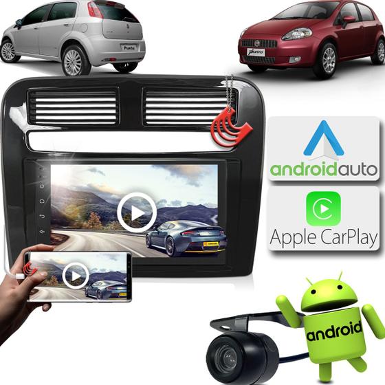 Combo Kit Central Multimidia Android MP5 7 polegadas + Camera de ré + Moldura Black Piano Fiat ...
