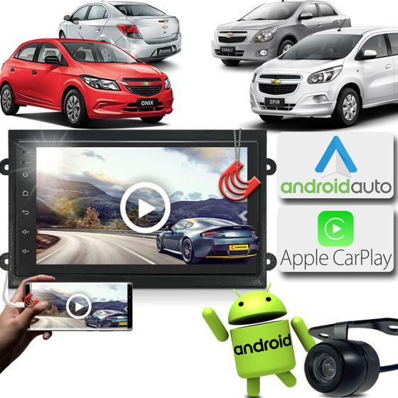 Combo Kit Central Multimidia Android MP5 7 pols + Camera de ré + Moldura Onix Prisma Joy Spin ...