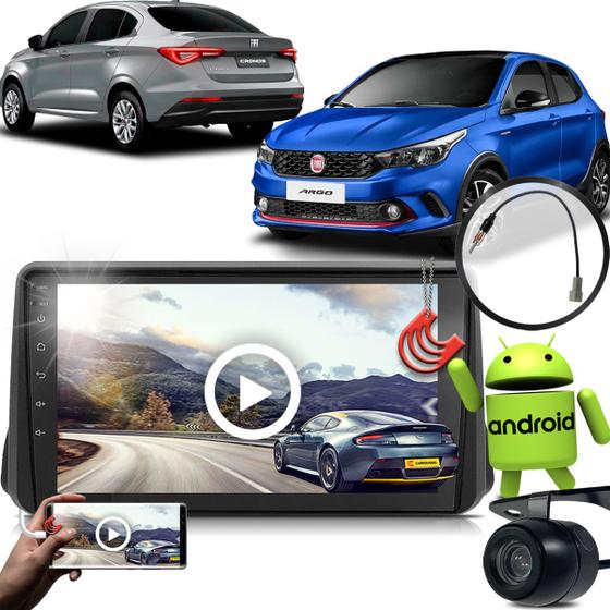 Combo Kit Central Multimidia MP5 Android 9 polegadas + Camera ré + Chicote + Moldura Argo e ...