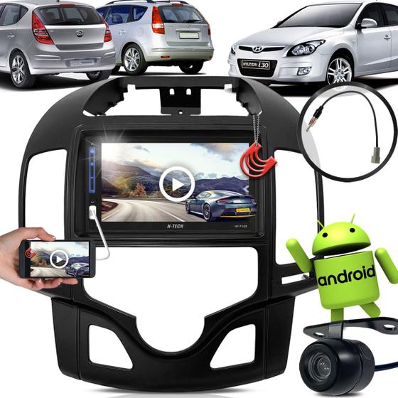 Combo Kit Central Multimidia MP5 Android + Camera ré + Moldura + Chicote i30 Ar Digital 2008 A ...
