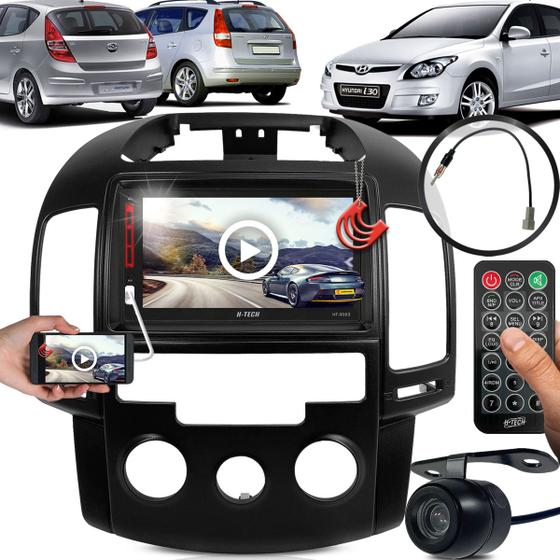 Combo Kit Central Multimidia MP5 + Camera de ré + Moldura + Chicote Hyundai i30 08/12 Ar ...